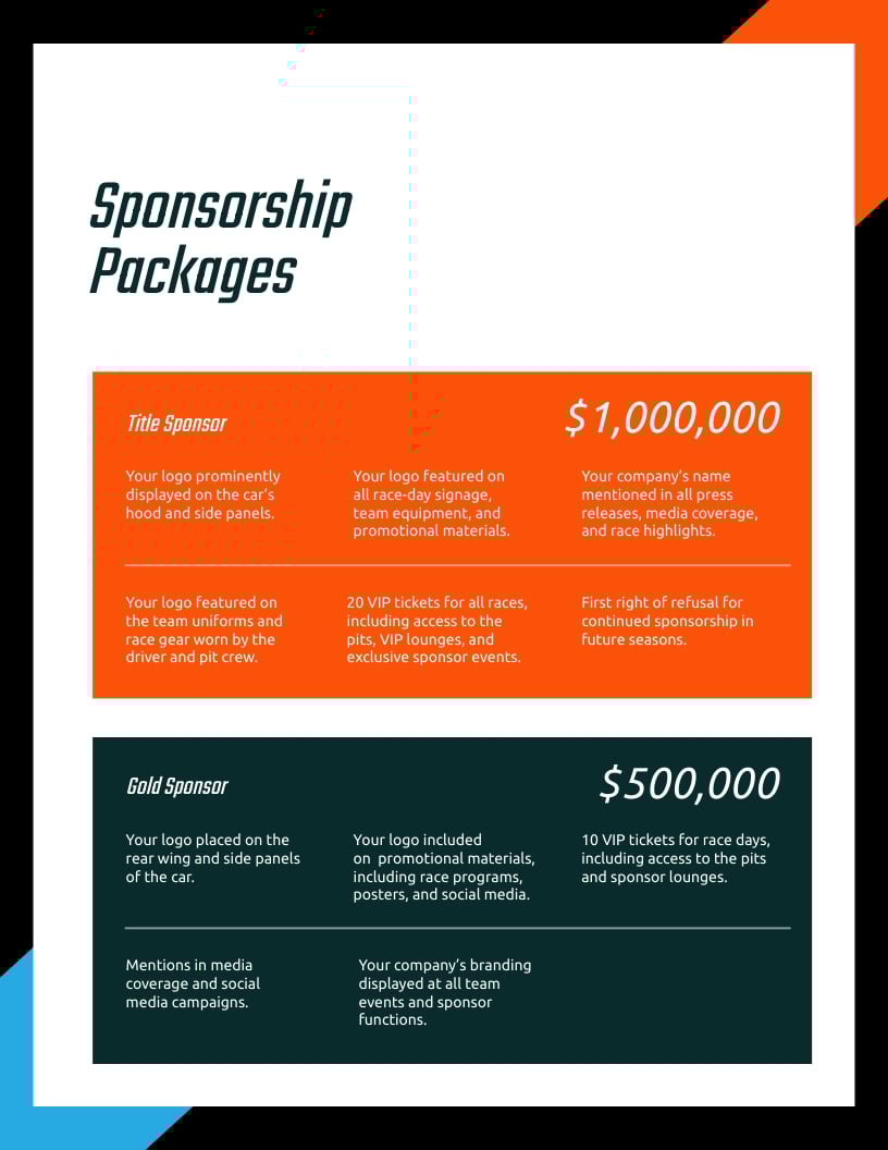 Motorsport Race Car Sponsorship Proposal Template | Visme