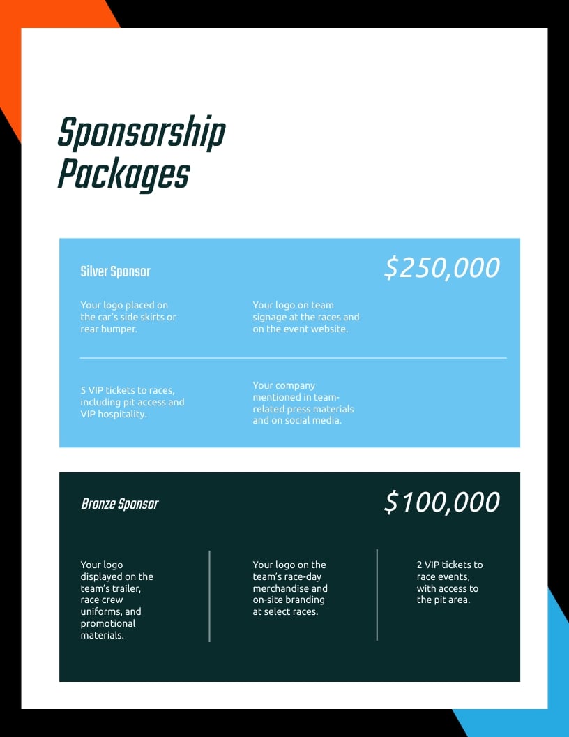 Motorsport Race Car Sponsorship Proposal Template | Visme