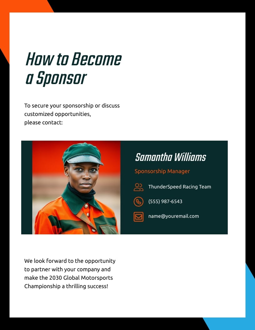 Motorsport Race Car Sponsorship Proposal Template | Visme