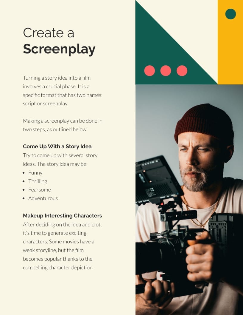Movie Making Ebook Template | Visme