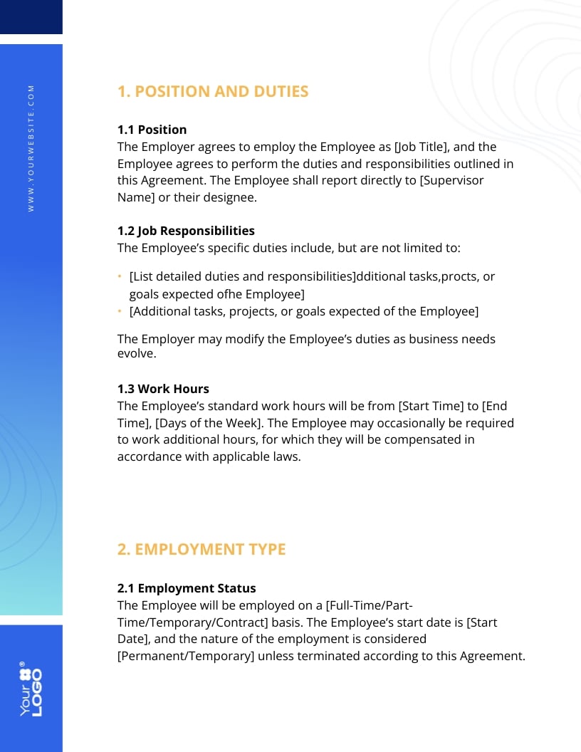 New Hire Contract Template | Visme