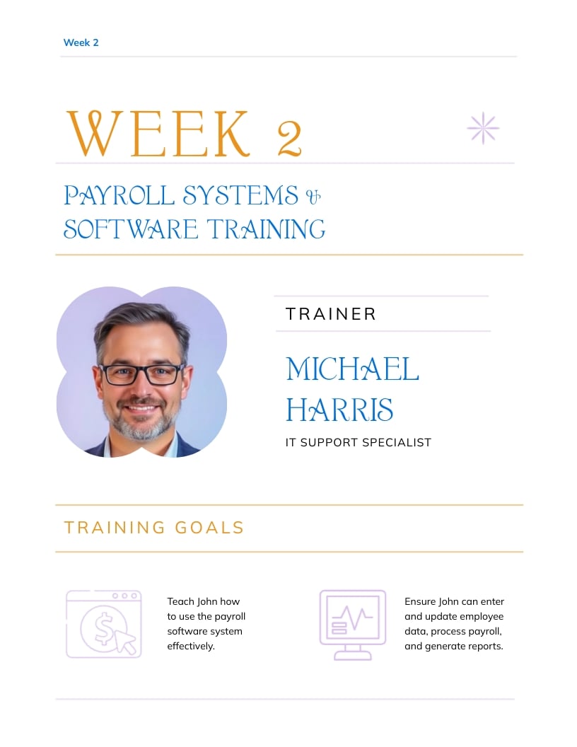 New Hire Payroll Analyst Training Plan Template | Visme