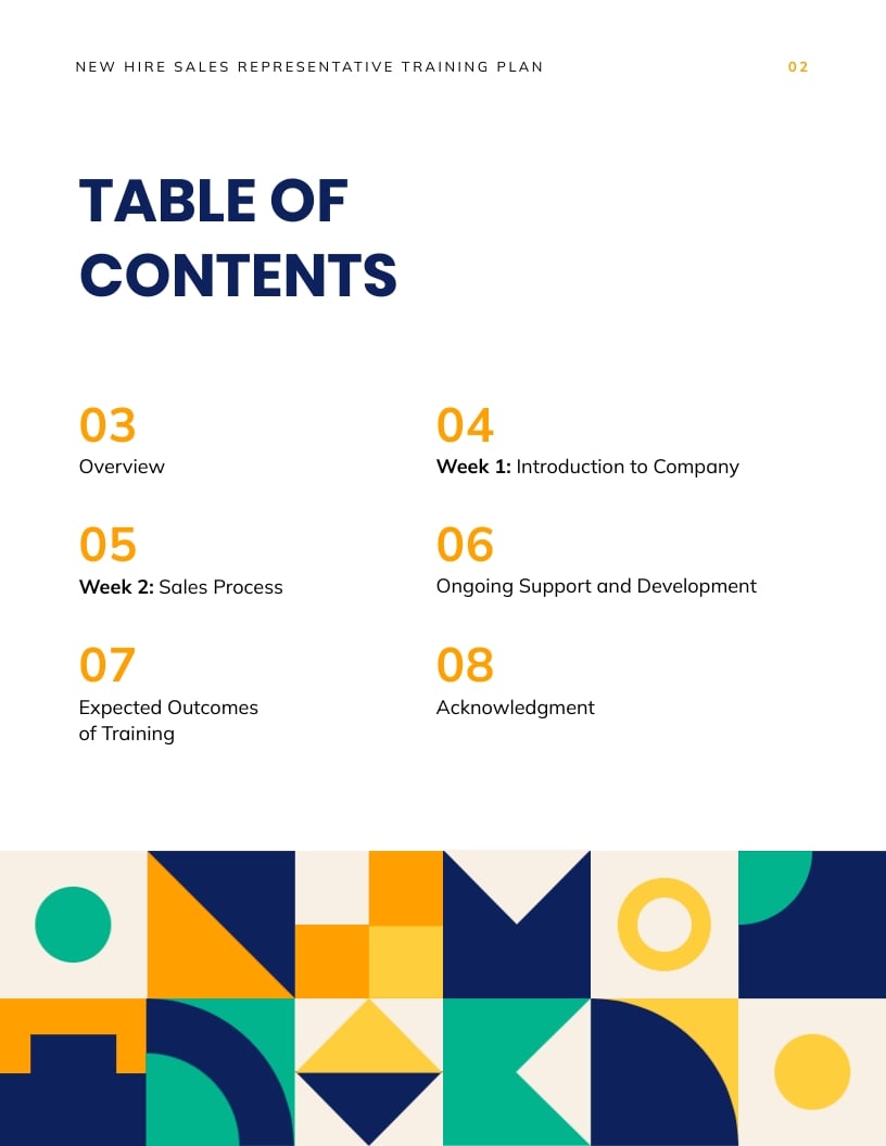 New Hire Sales Representative Training Plan Template | Visme