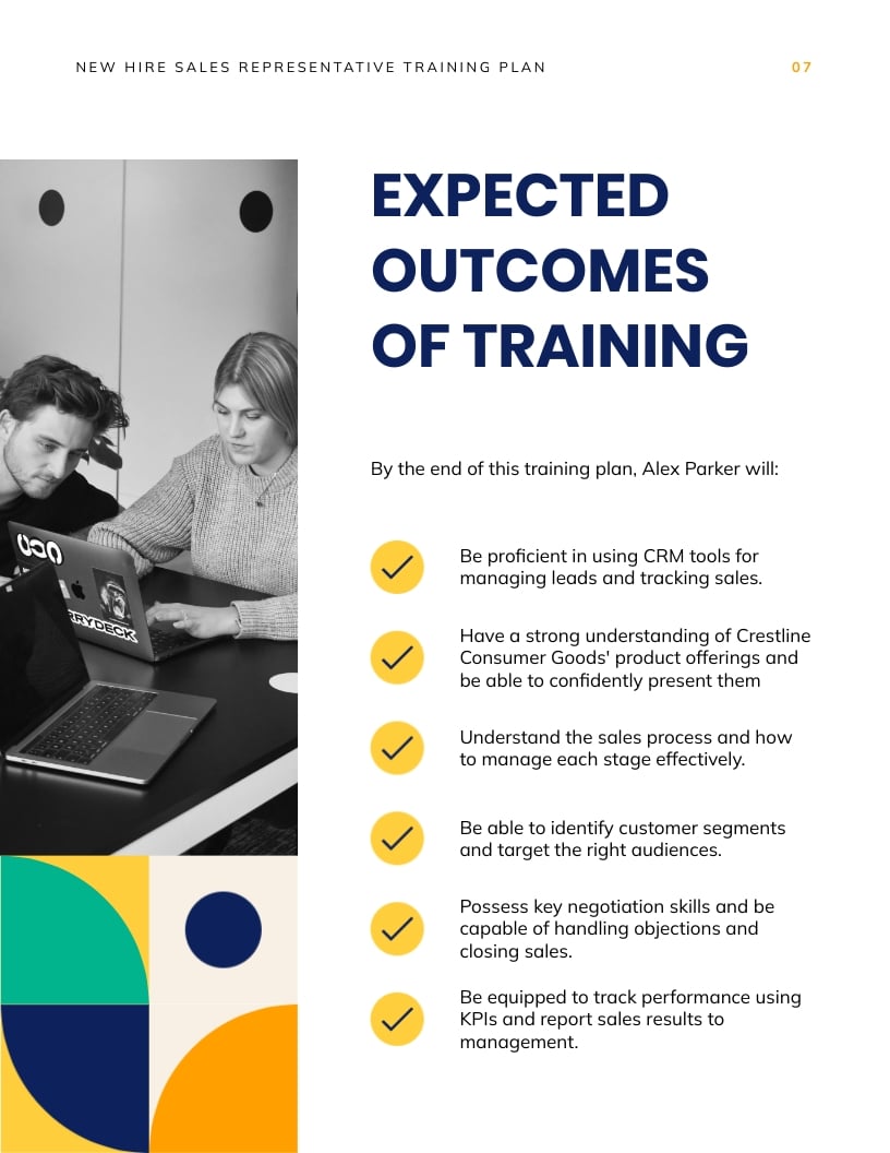 New Hire Sales Representative Training Plan Template | Visme