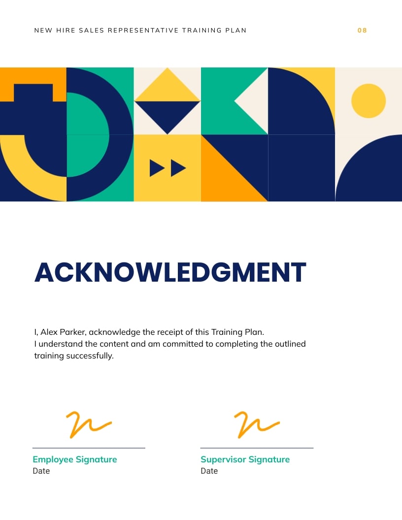 New Hire Sales Representative Training Plan Template | Visme