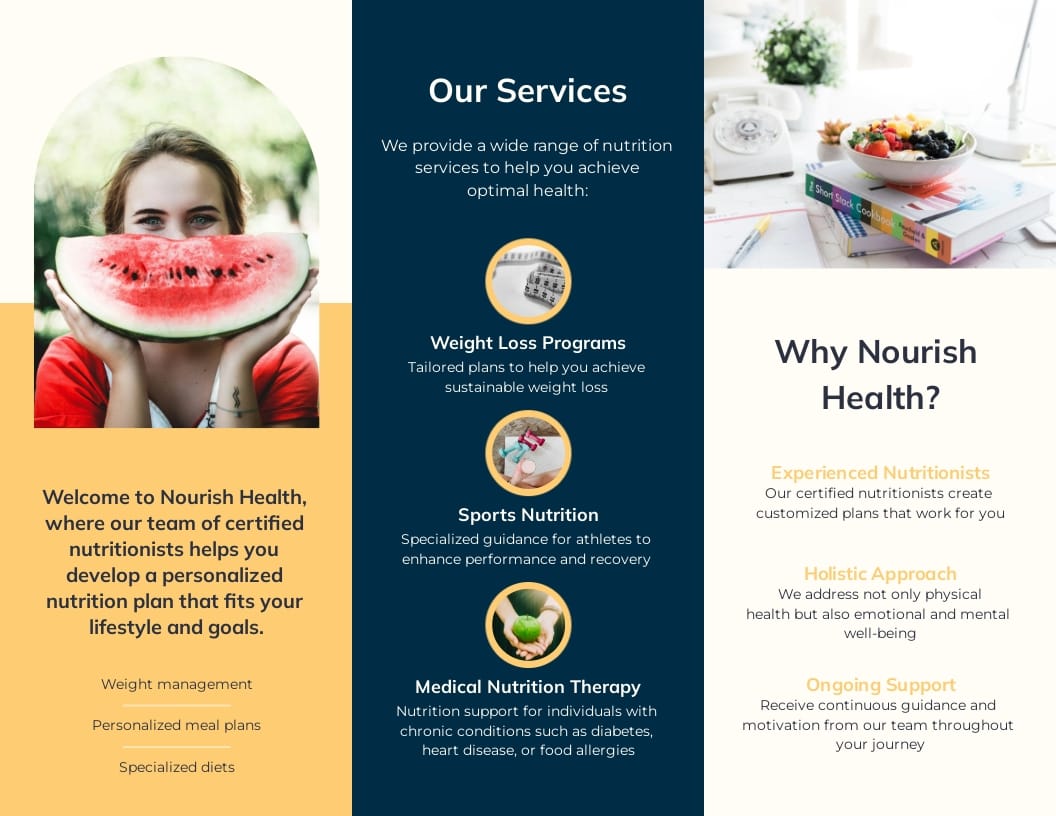 Nutrition Counseling Brochure Template | Visme