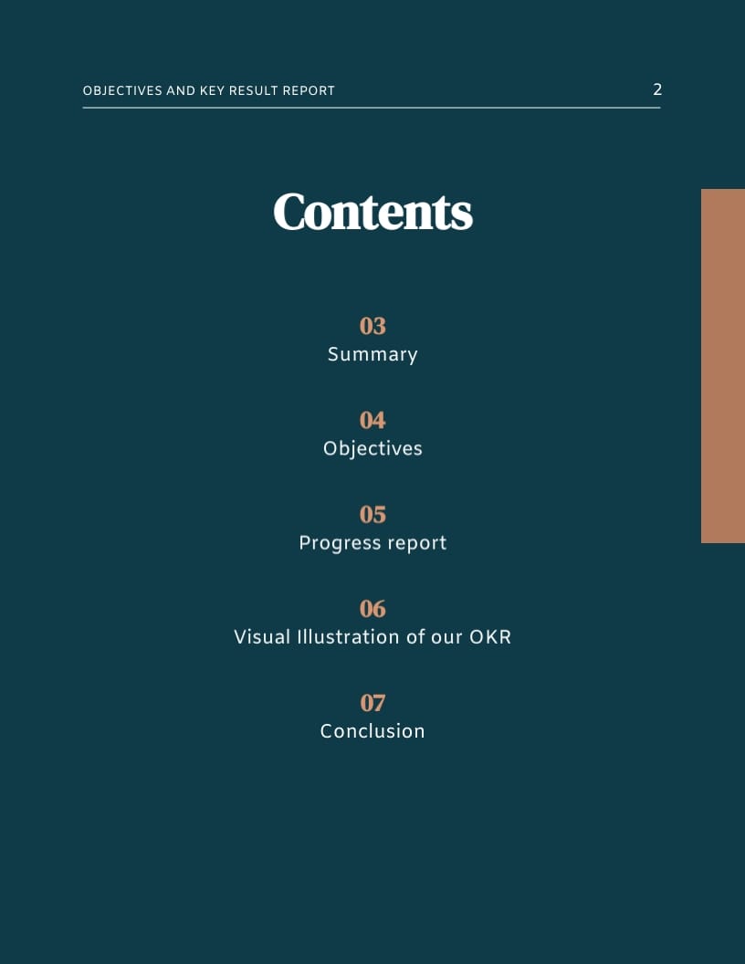 Objectives and Key Result Report Template | Visme