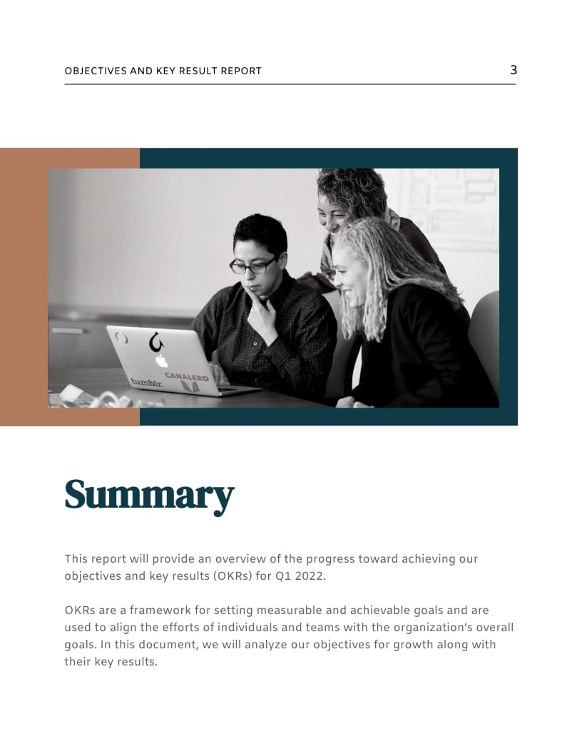 Objectives and Key Result Report Template | Visme