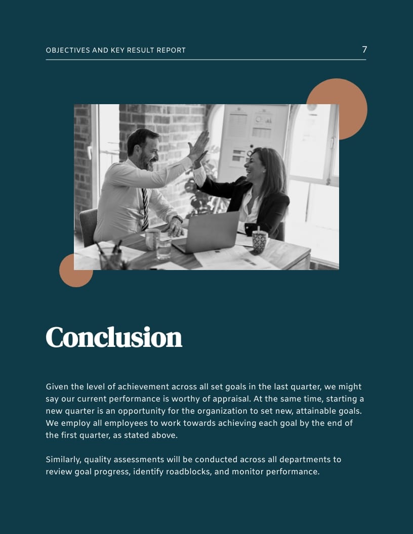 Objectives and Key Result Report Template | Visme