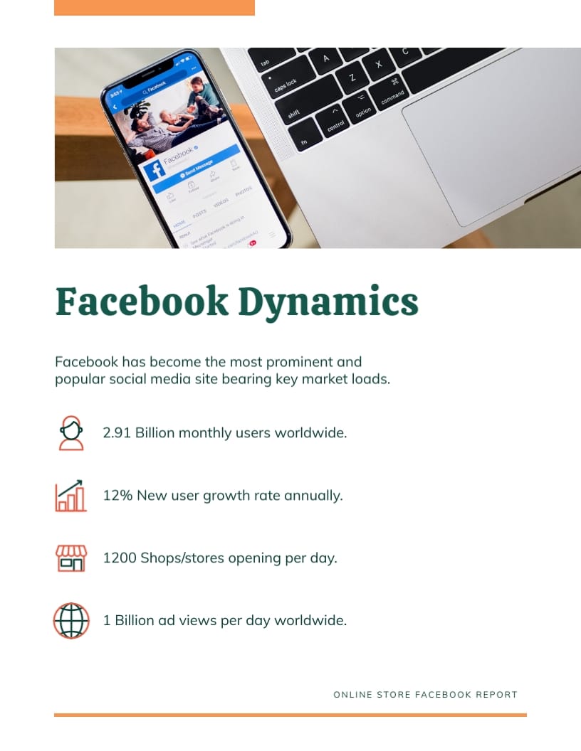 Online Store Facebook Report Template | Visme