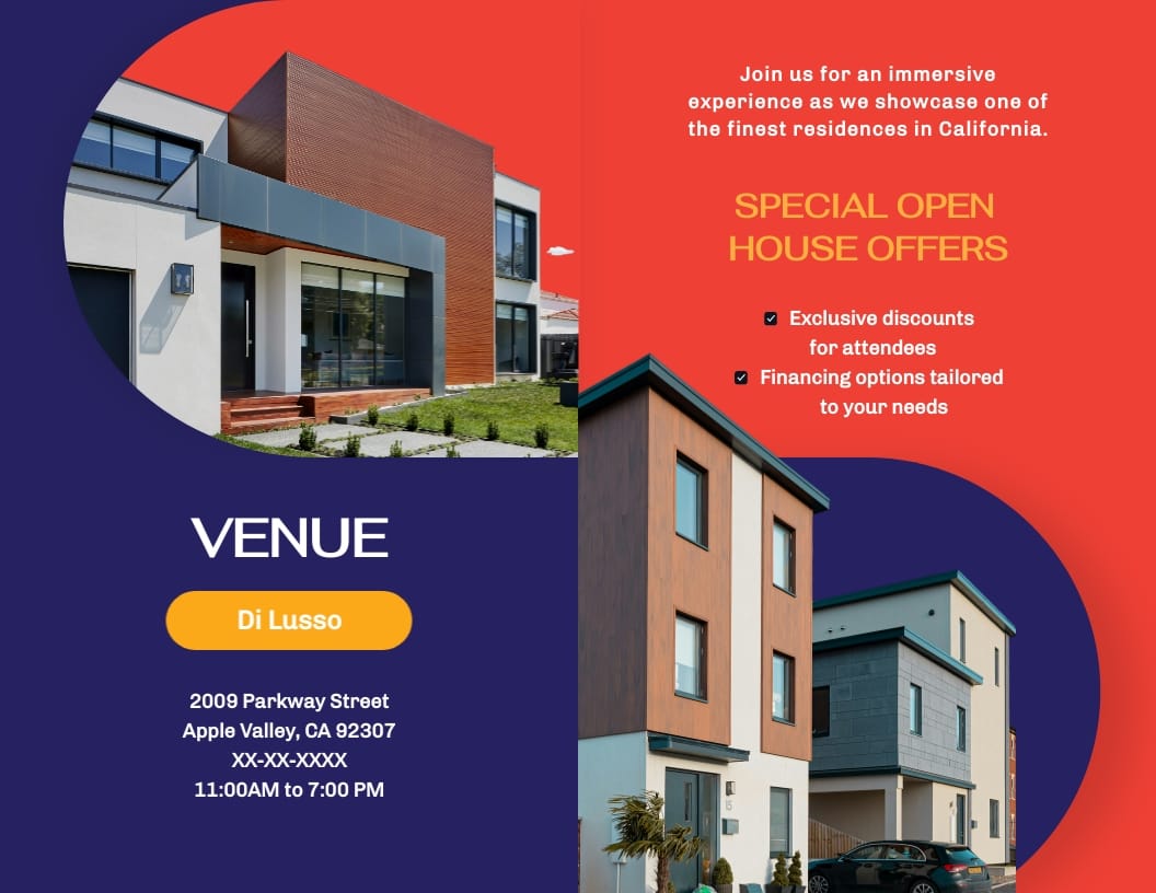 Open House Bifold Brochure Template | Visme