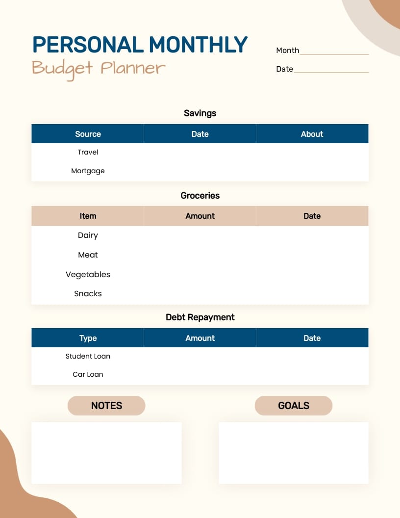 Personal Monthly Budget Planner Template | Visme