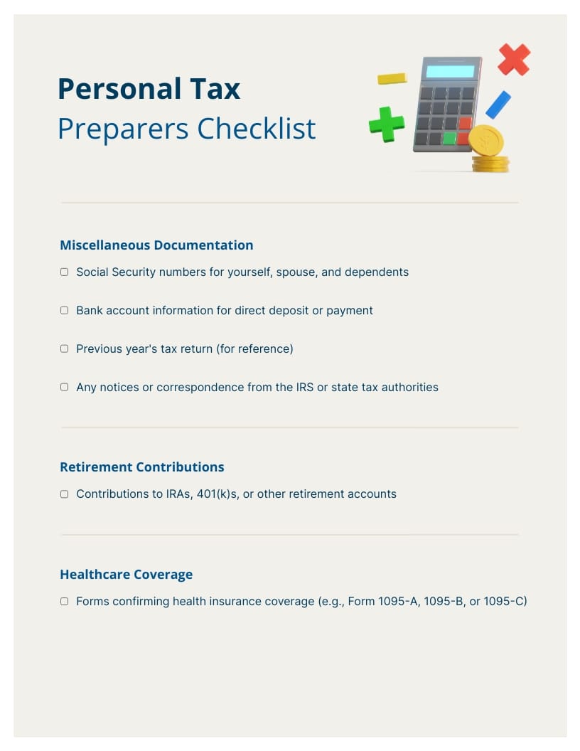 Personal Tax Preparers Checklist Template | Visme