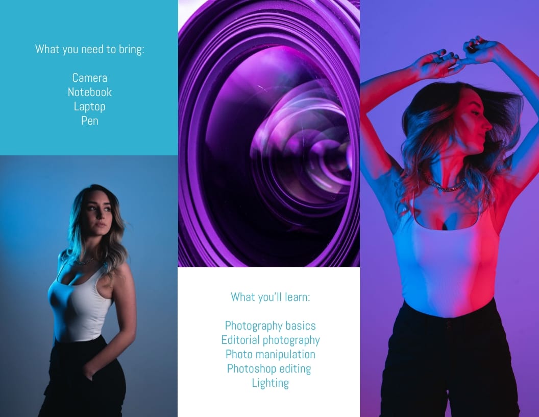 Photography Workshop - Trifold Brochure Template | Visme