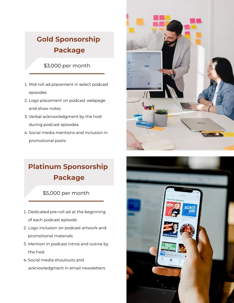 Podcast Sponsorship Packages Proposal Template | Visme