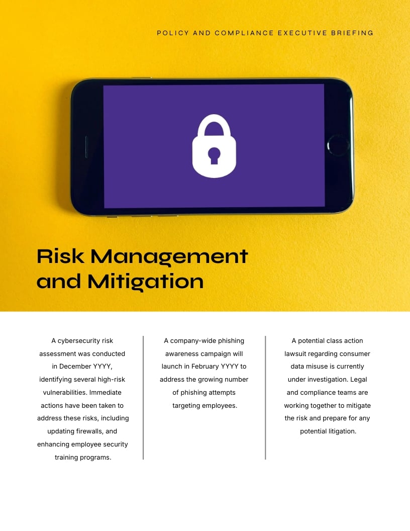 Policy and Compliance Executive Briefing Report Template | Visme