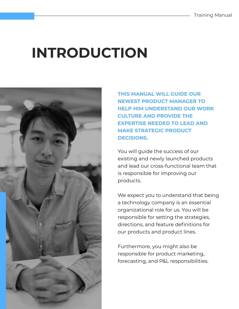 Product Manager Training Manual Template | Visme