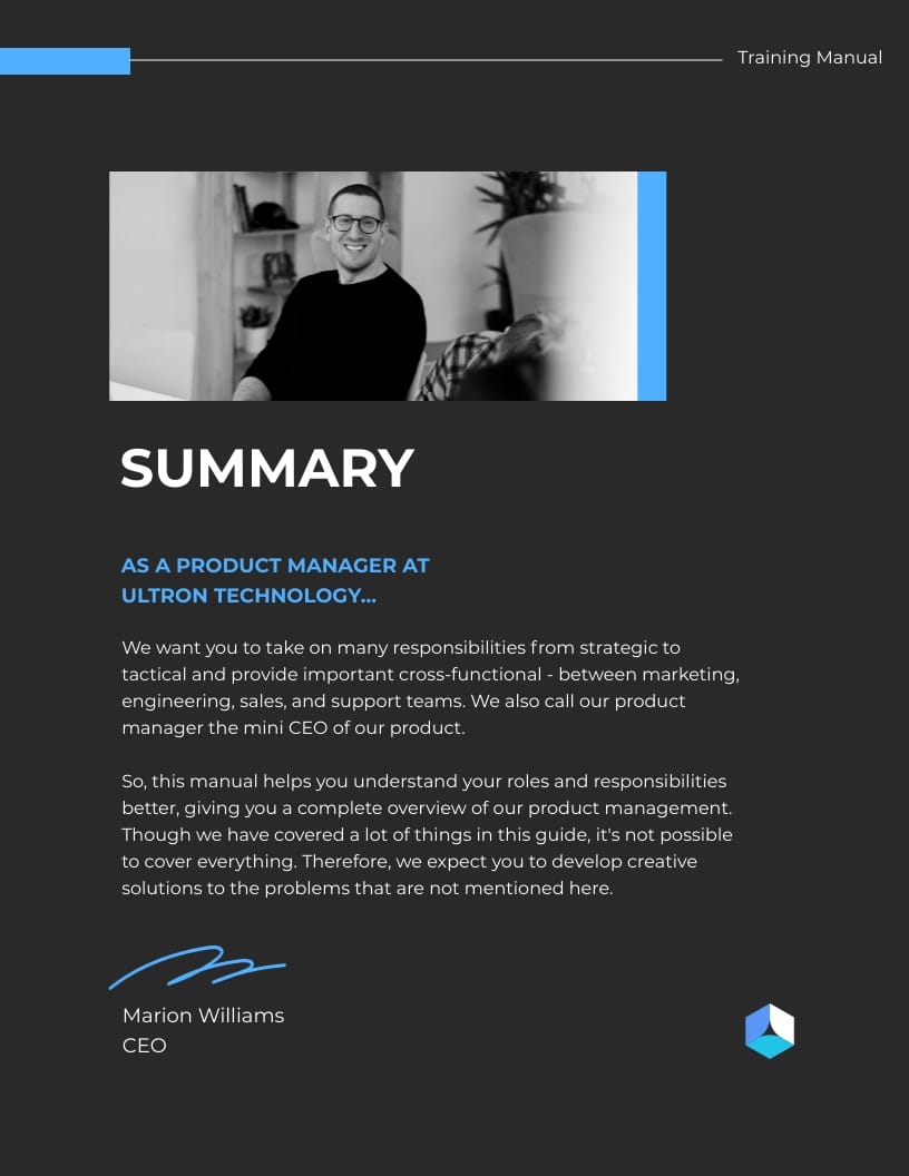 Product Manager Training Manual Template | Visme
