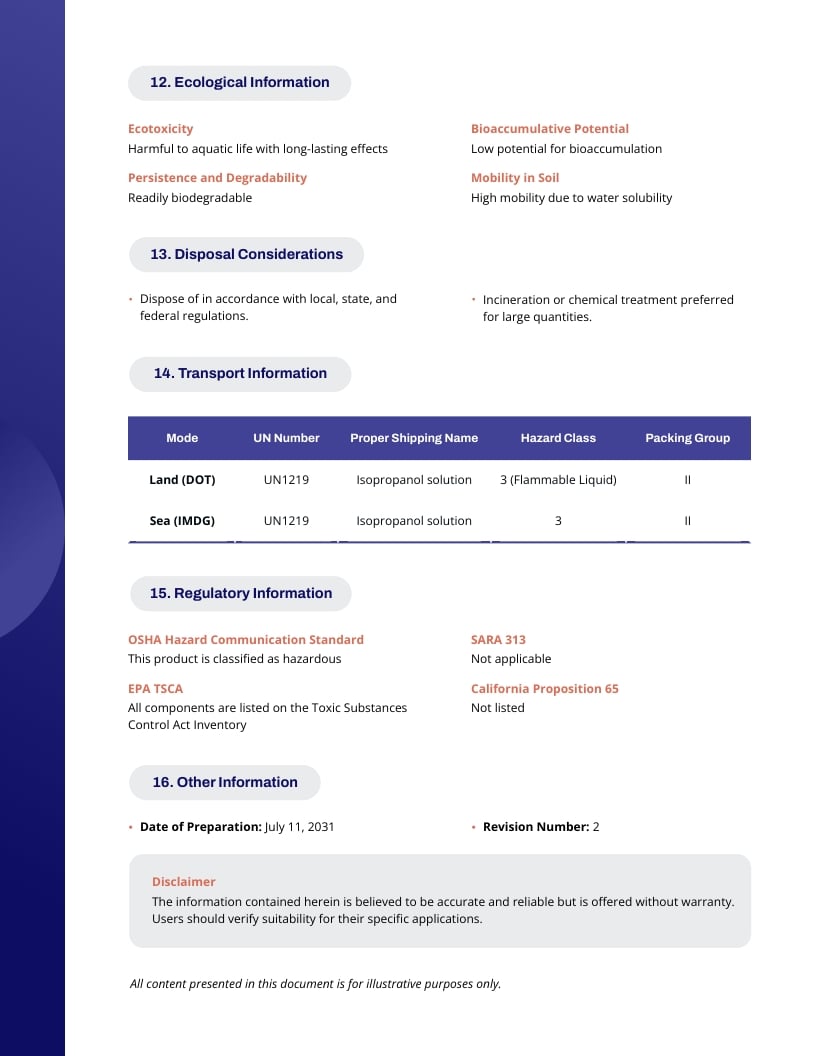 Product Safety Data Sheet Template | Visme