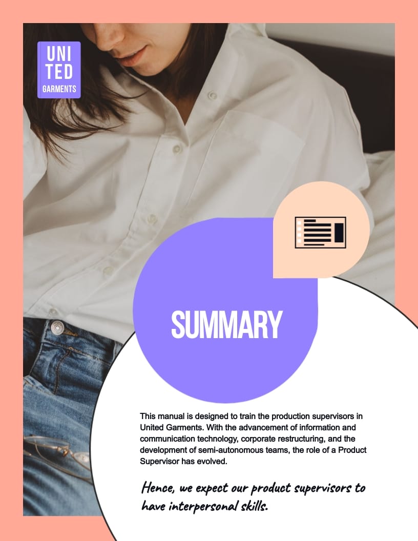Production Supervisor Training Manual Template | Visme