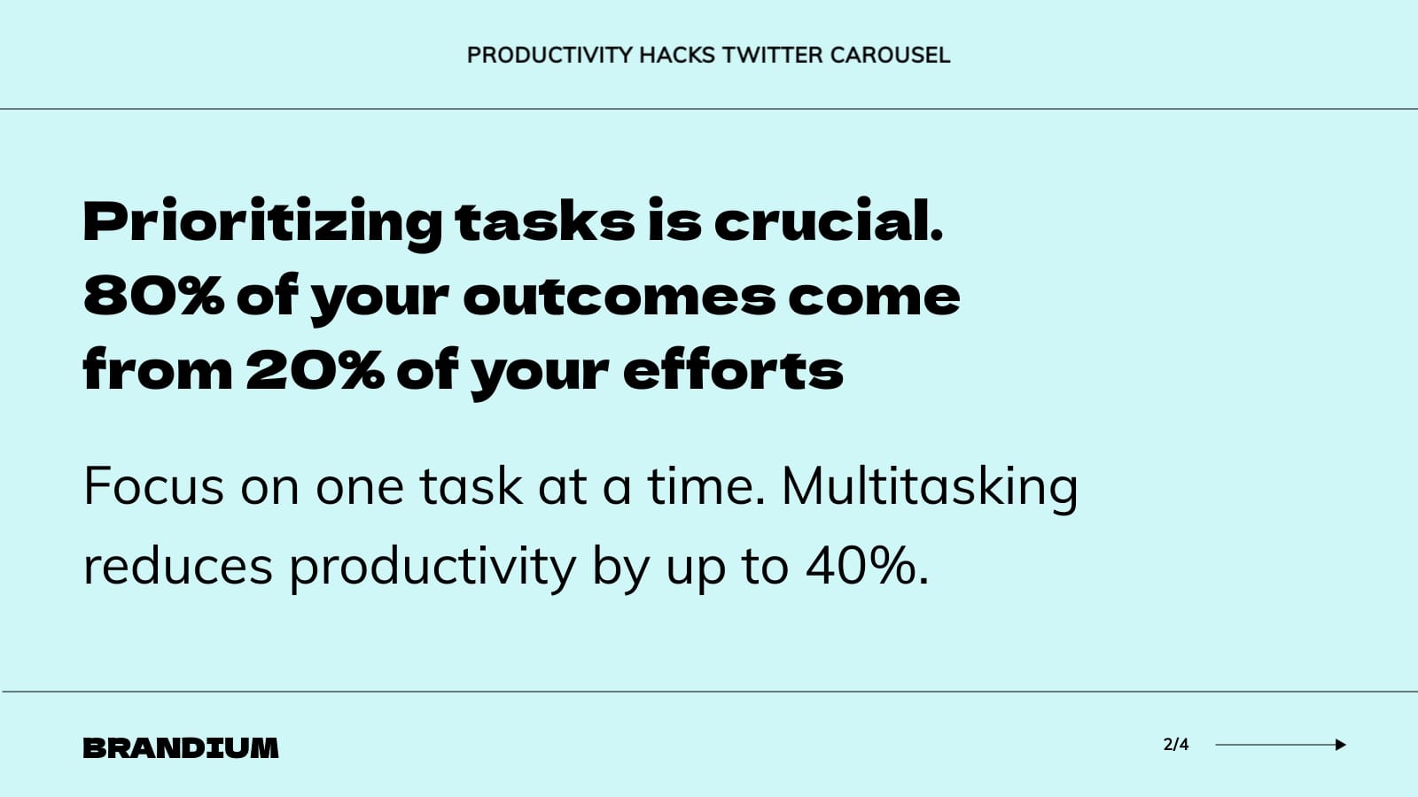Productivity Hacks Twitter Carousel Post Template | Visme