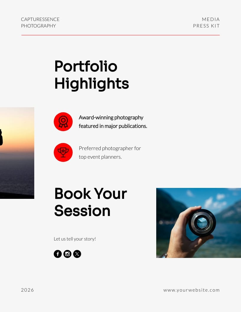 Professional Photography Services Press Kit Template | Visme