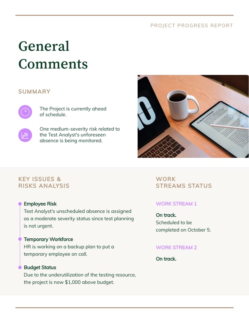 Project Progress Report Template | Visme