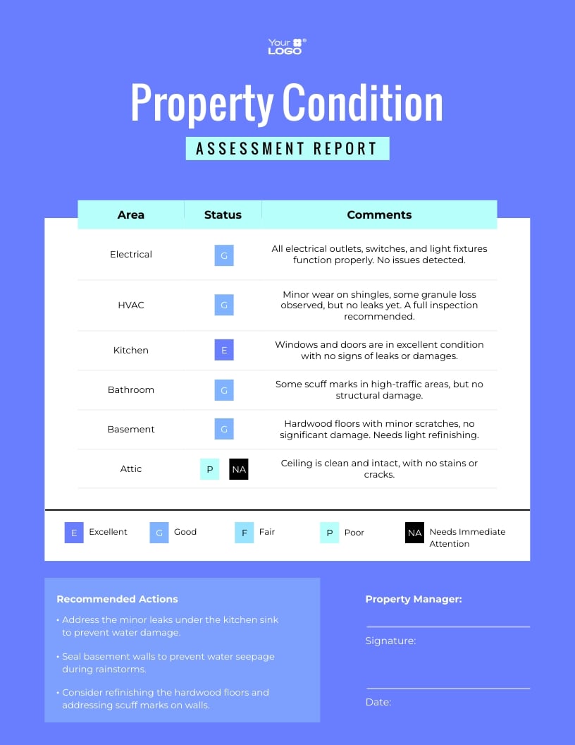 Property Condition Assessment Report Template | Visme