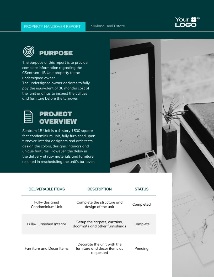 Property Handover Report Template | Visme