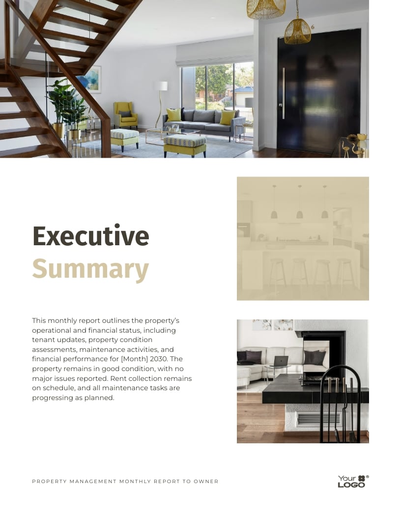 Property Management Monthly Report to Owner Template | Visme