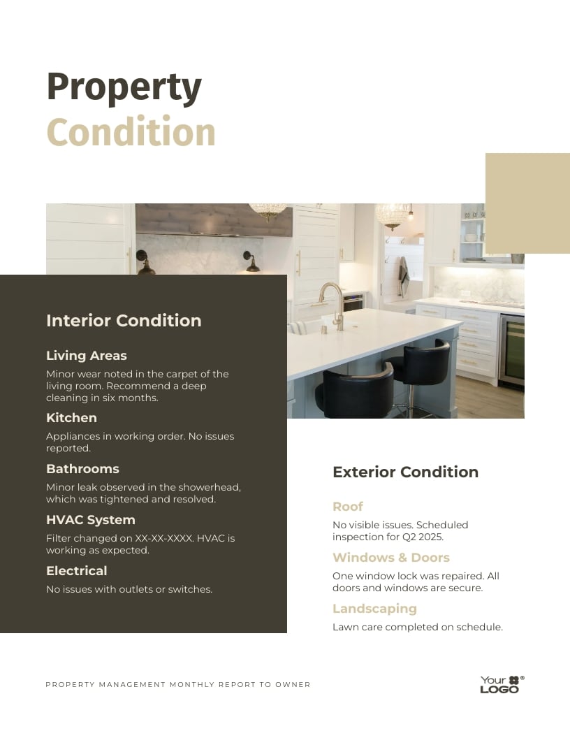 Property Management Monthly Report to Owner Template | Visme