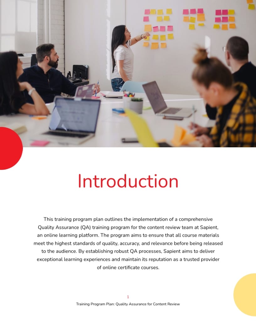 Quality Assurance Training Program Plan Template | Visme