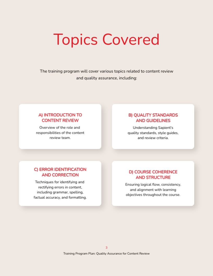 Quality Assurance Training Program Plan Template | Visme