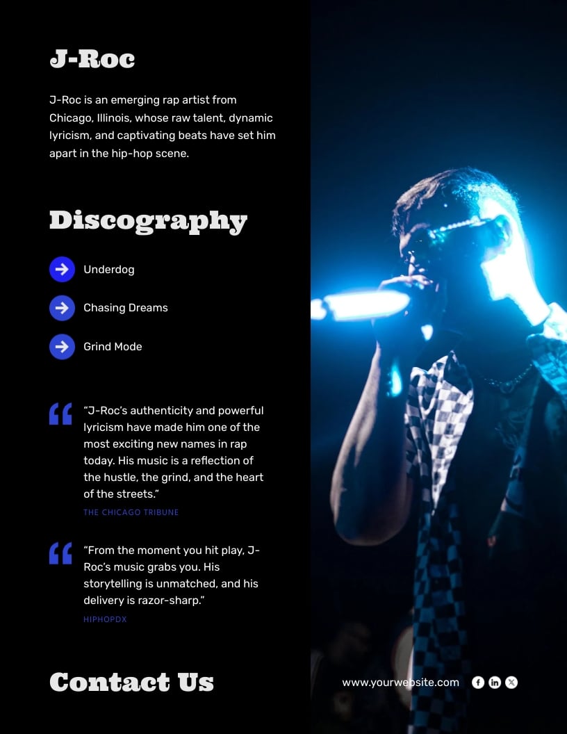 Rap Artist Press Kit Template | Visme
