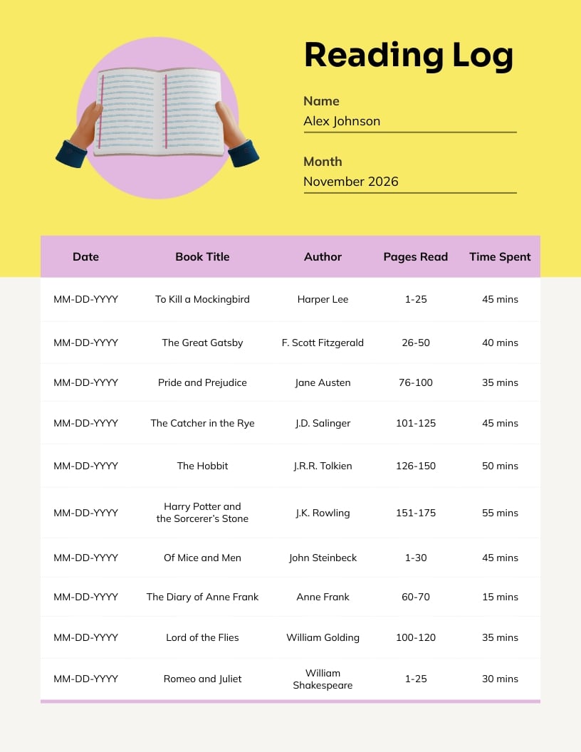 Time Log Template | Visme Time Log Template | Visme