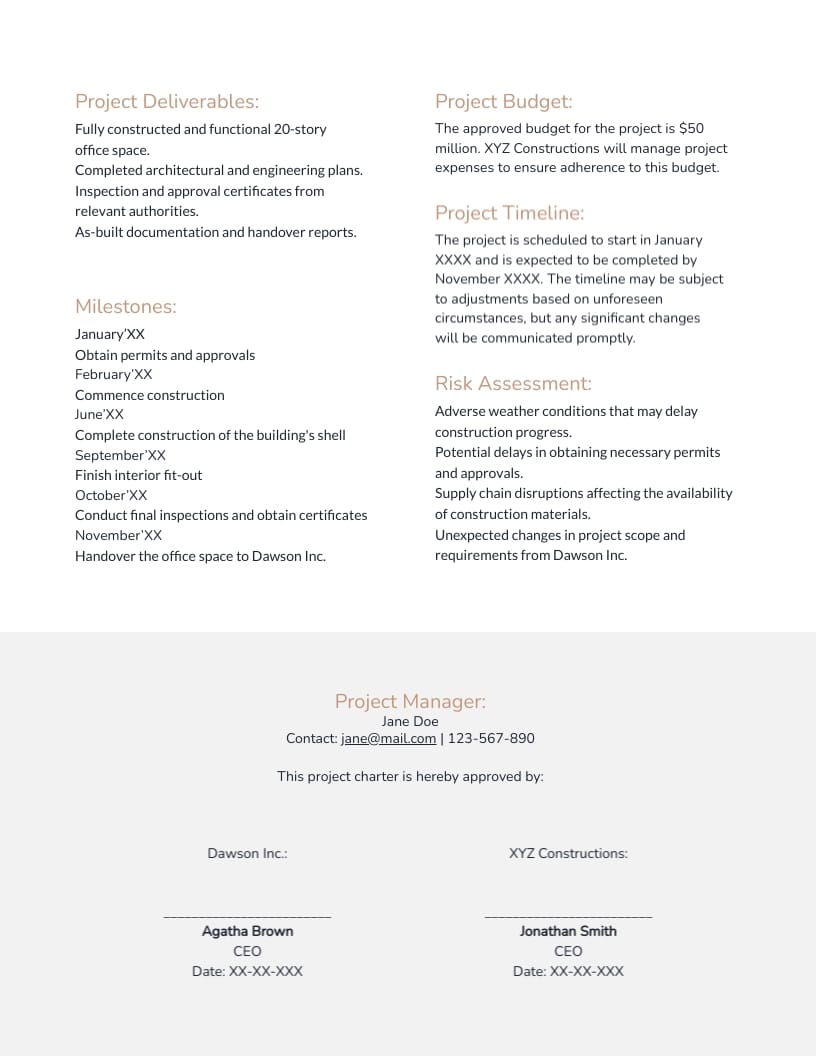 Real Estate Project Charter Template | Visme