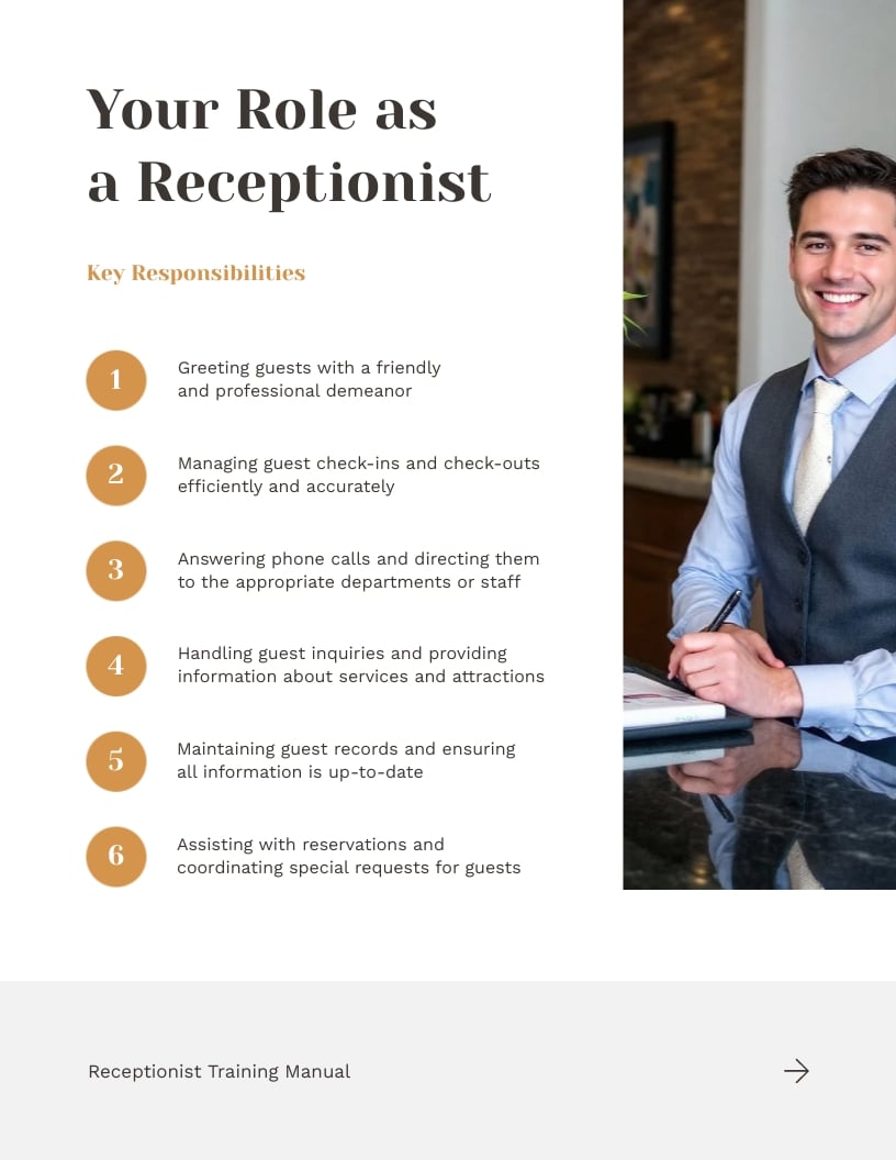 Receptionist Training Manual Template | Visme