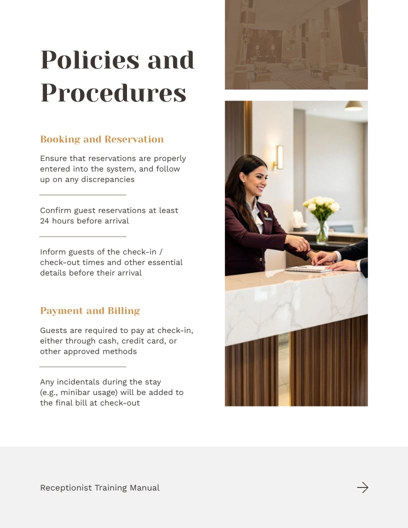 Receptionist Training Manual Template | Visme