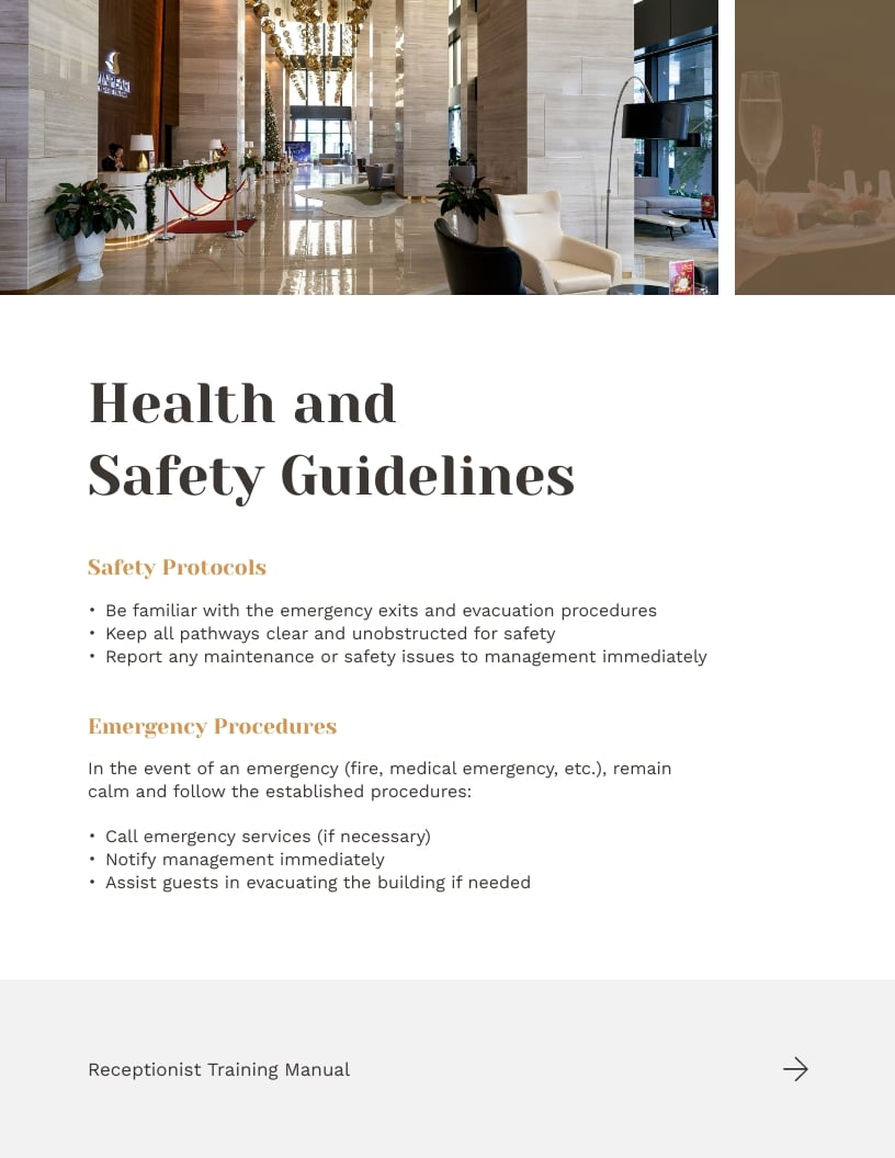 Receptionist Training Manual Template | Visme