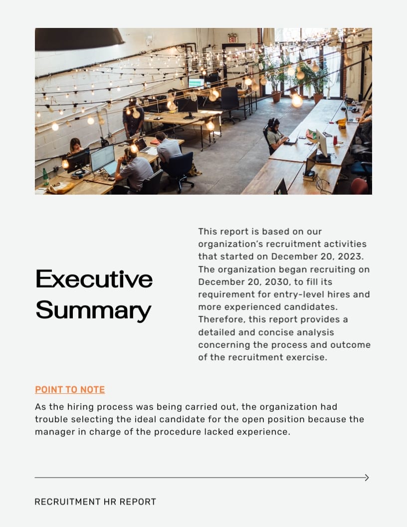 Recruitment HR Report Template | Visme