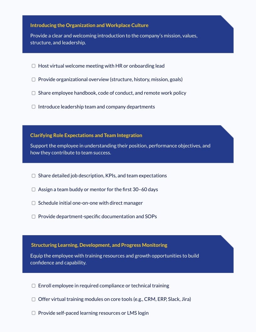 Remote Onboarding Systems Checklist Template | Visme