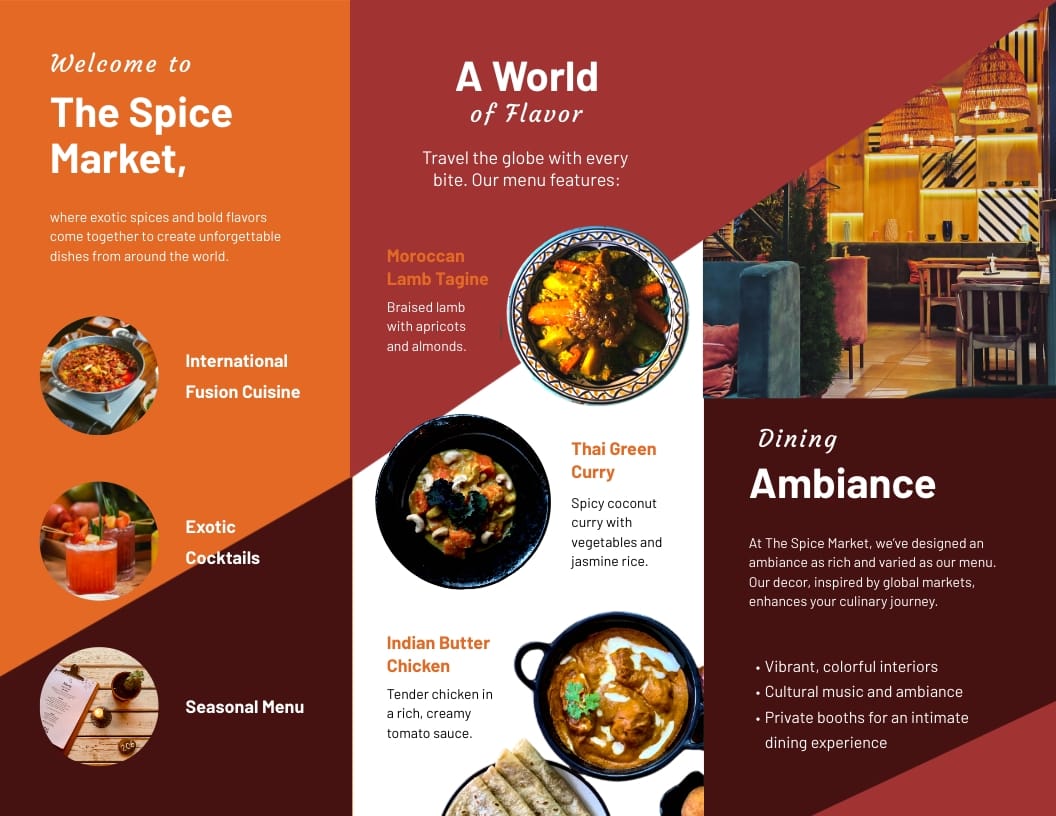Restaurant Brochure Menu Template | Visme