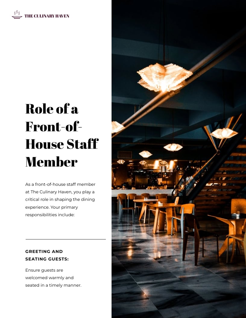 Restaurant Customer Service Training Manual Template | Visme