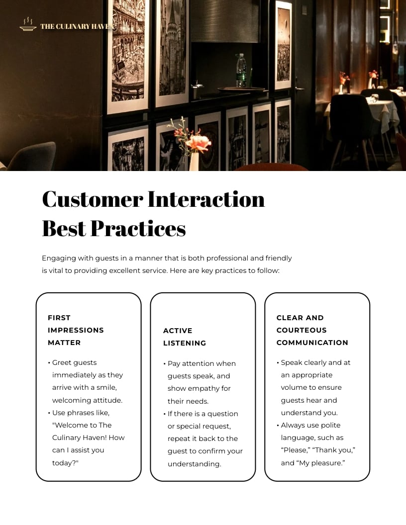 Restaurant Customer Service Training Manual Template | Visme