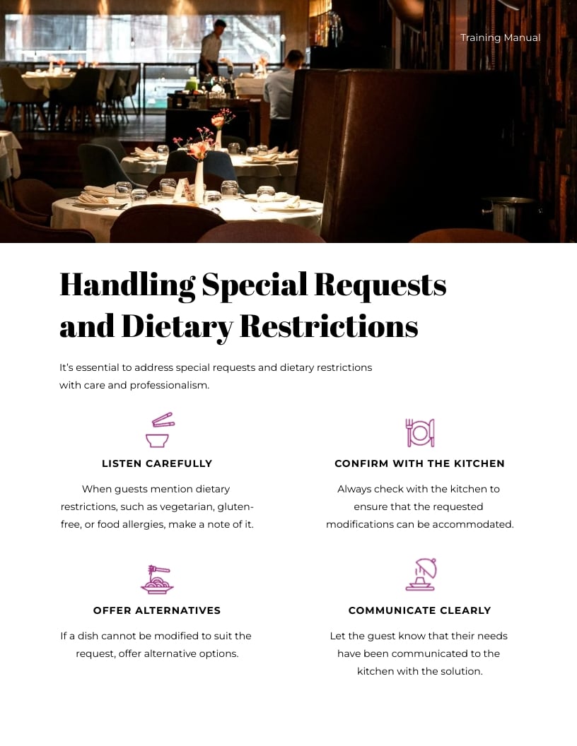 Restaurant Customer Service Training Manual Template | Visme