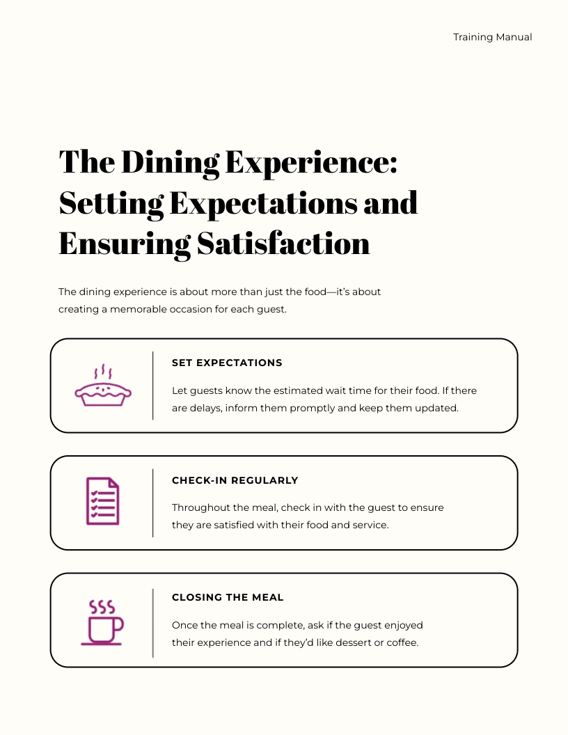 Restaurant Customer Service Training Manual Template | Visme