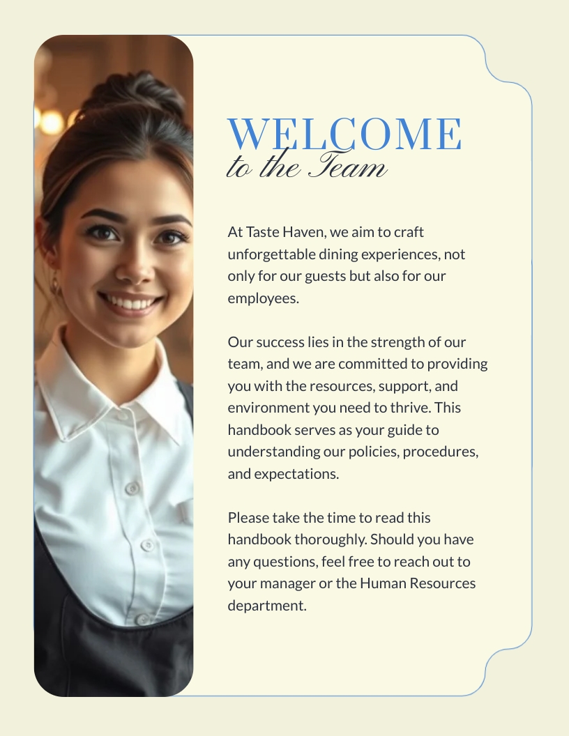 Restaurant Employee Handbook Template | Visme