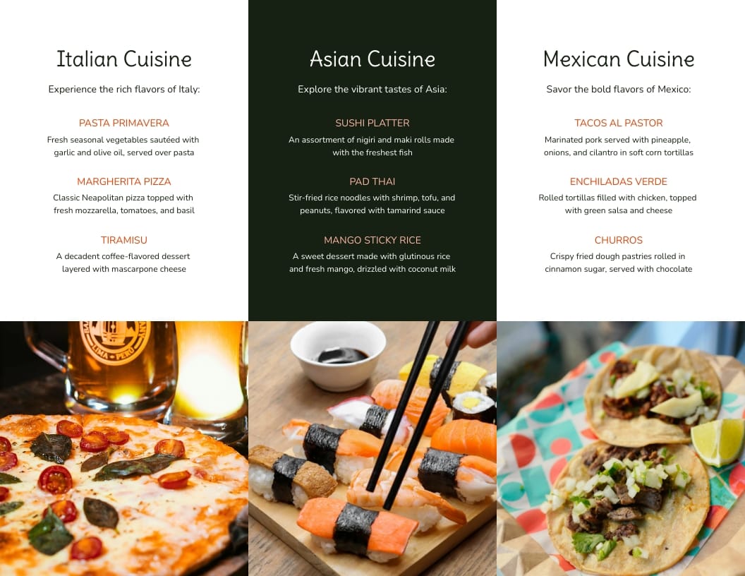 Restaurant Menu Brochure Template | Visme