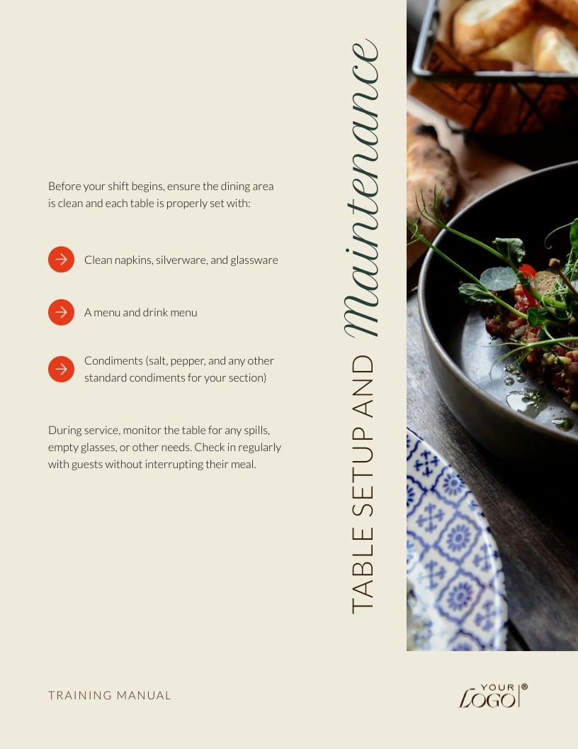 Restaurant Server Training Manual Template | Visme Restaurant Server Training Manual Template | Visme
