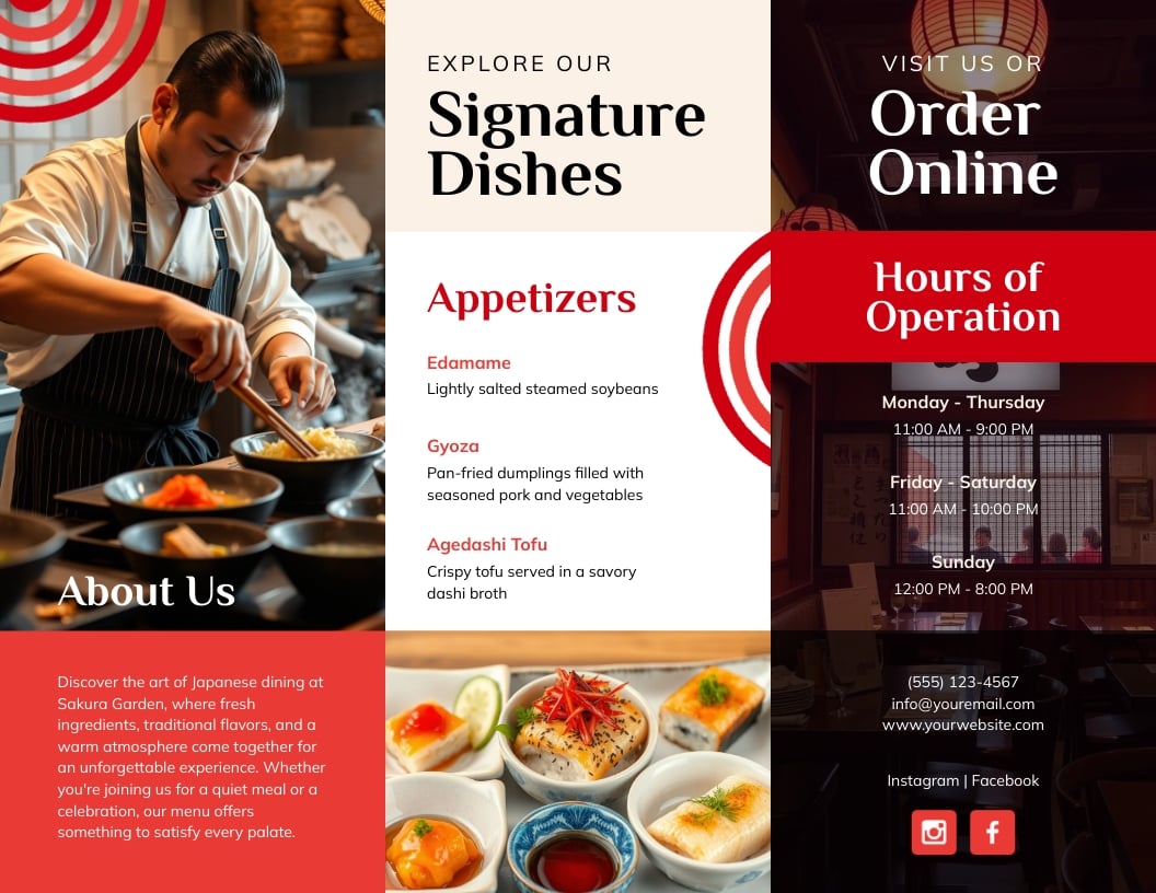 Restaurant Z-Fold Brochure Template | Visme